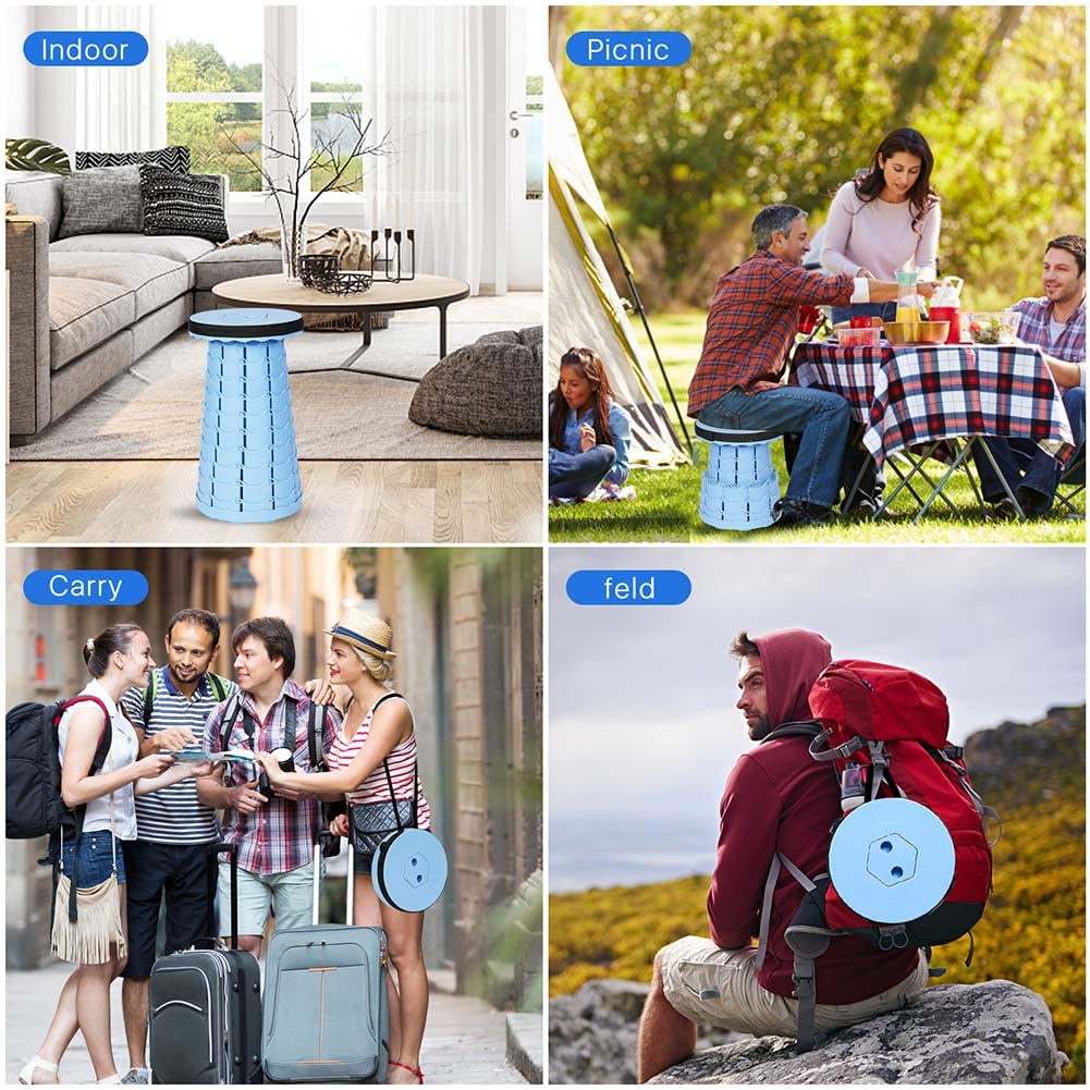 2022 Upgraded Folding Telescoping Stool Portable, Retractable Collapsible Camping Stool for Adults Lightweight with Max Load 550lbs for Camping Fishing Hiking BBQ