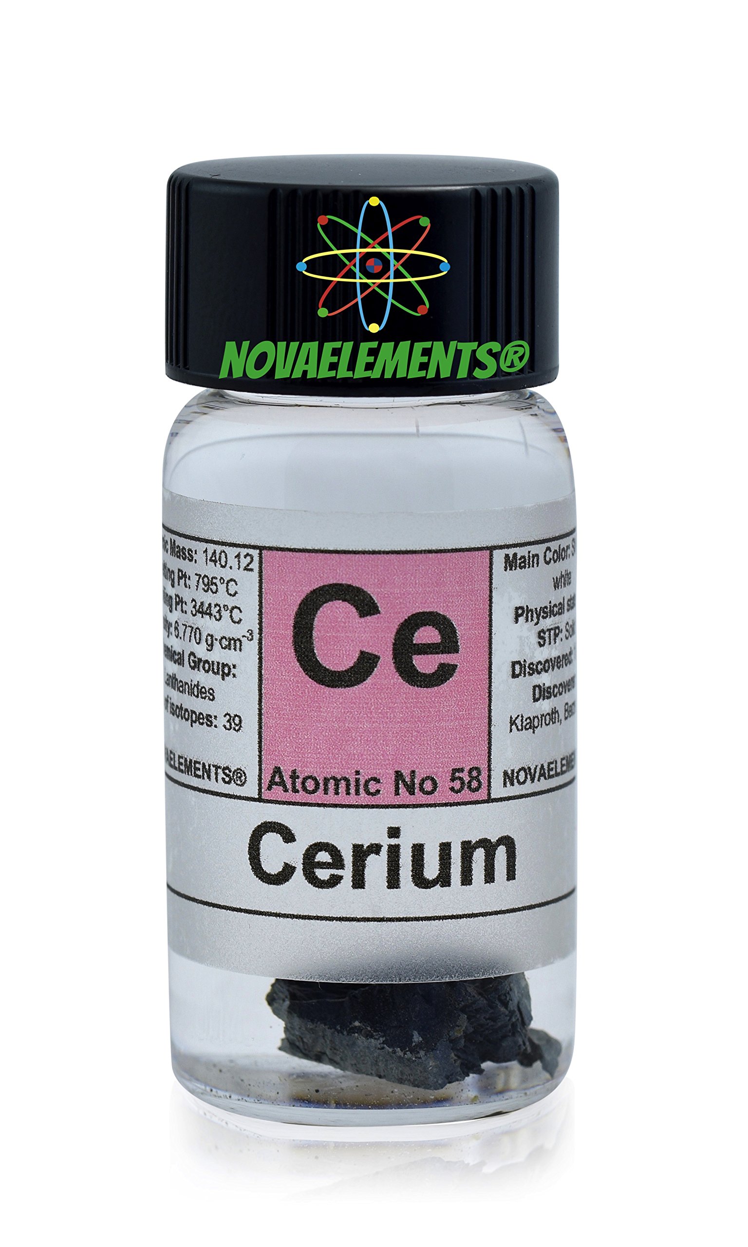 Cerium Metal Element 58 Sample Ce, Pure 1 gram 99,99% Inside Labeled Glass Vial
