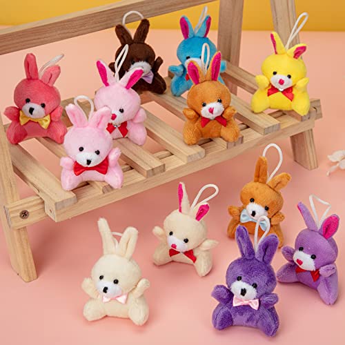 24 Pcs Filled Easter Eggs with Plush Bunny,Colorful Easter Eggs Prefilled with Plush Bunnies,Plush Animals Stuffed Toy for Kids Toddlers Easter Egg Hunt,Easter Basket Stuffers and Easter Party Favors