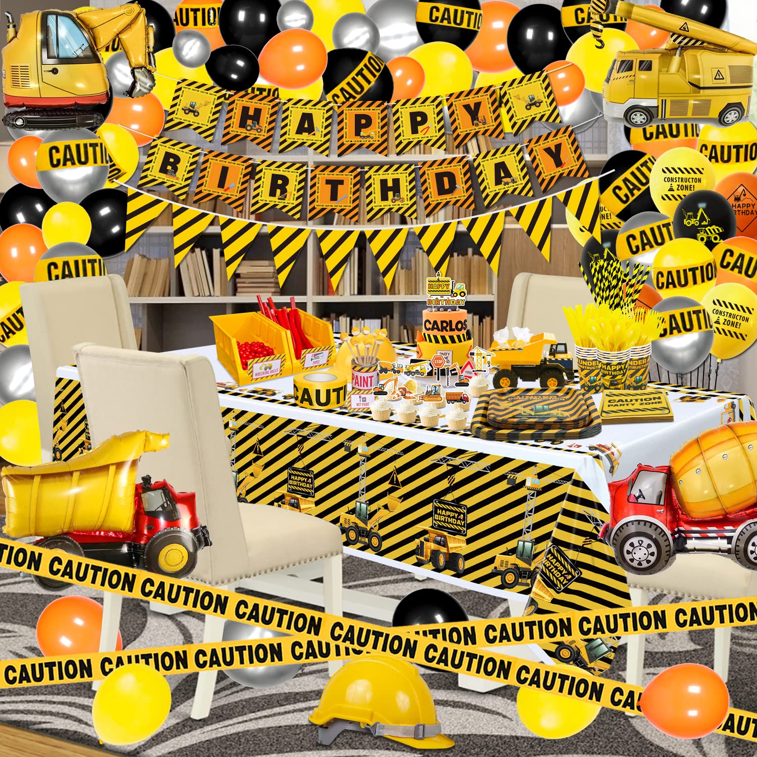 235 Pack Construction Birthday Party Supplies Dump Truck Construction Birthday Decorations Construction Party Plates Construction Birthday Tablecloth Cups Napkins Construction Foil Balloons Serves 20