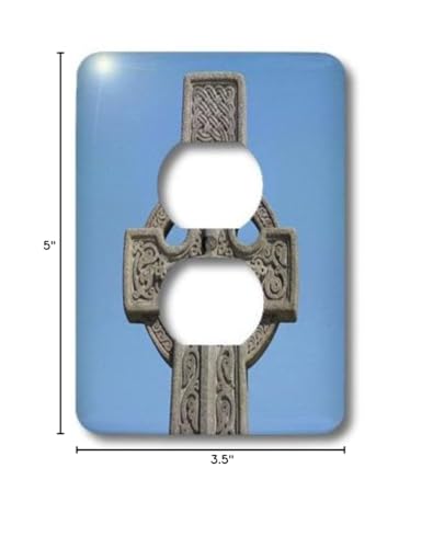 3dRose lsp_82802_6 Scotland, Edinburgh, Stone Celtic Cross Eu36 Cmi0157 Cindy Miller Hopkins 2 Plug Outlet Cover