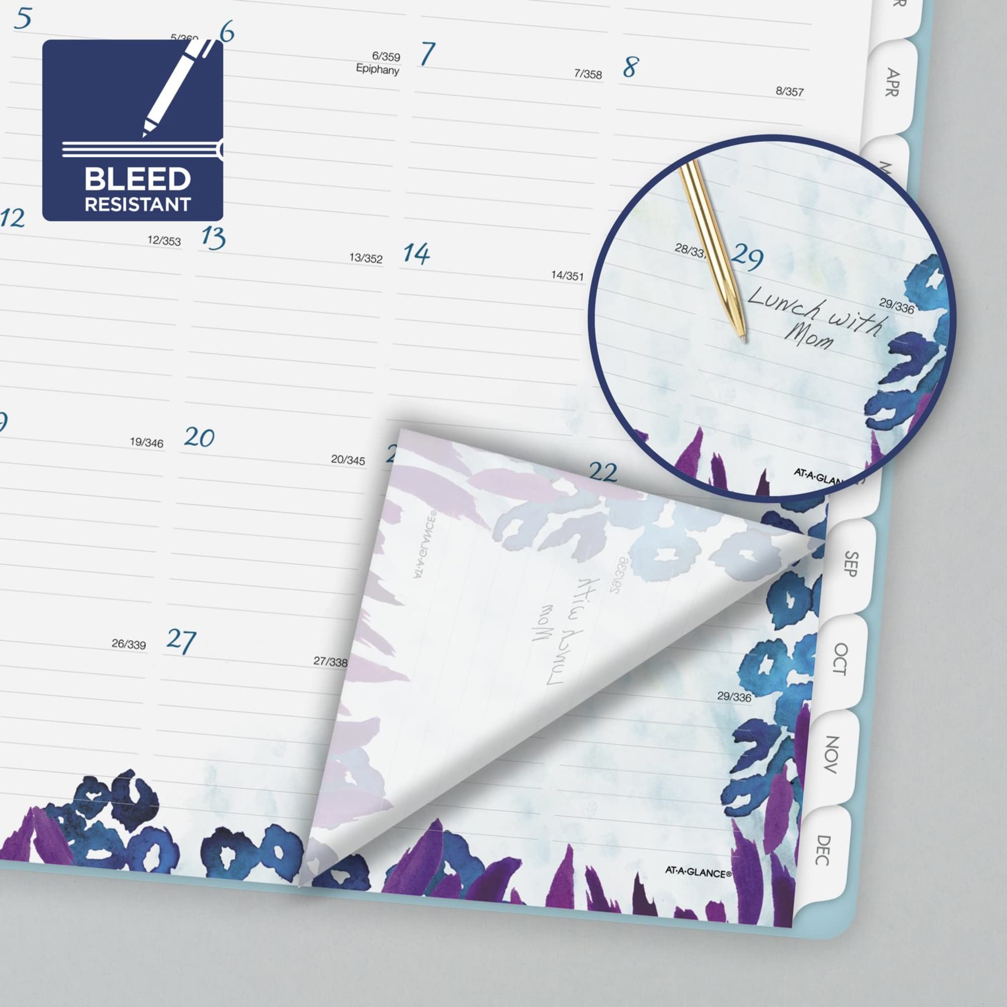 2022 Weekly & Monthly Appointment Book & Planner by AT-A-GLANCE, 8-1/2" x 11", Large, Wild Washes Teal (523-905)
