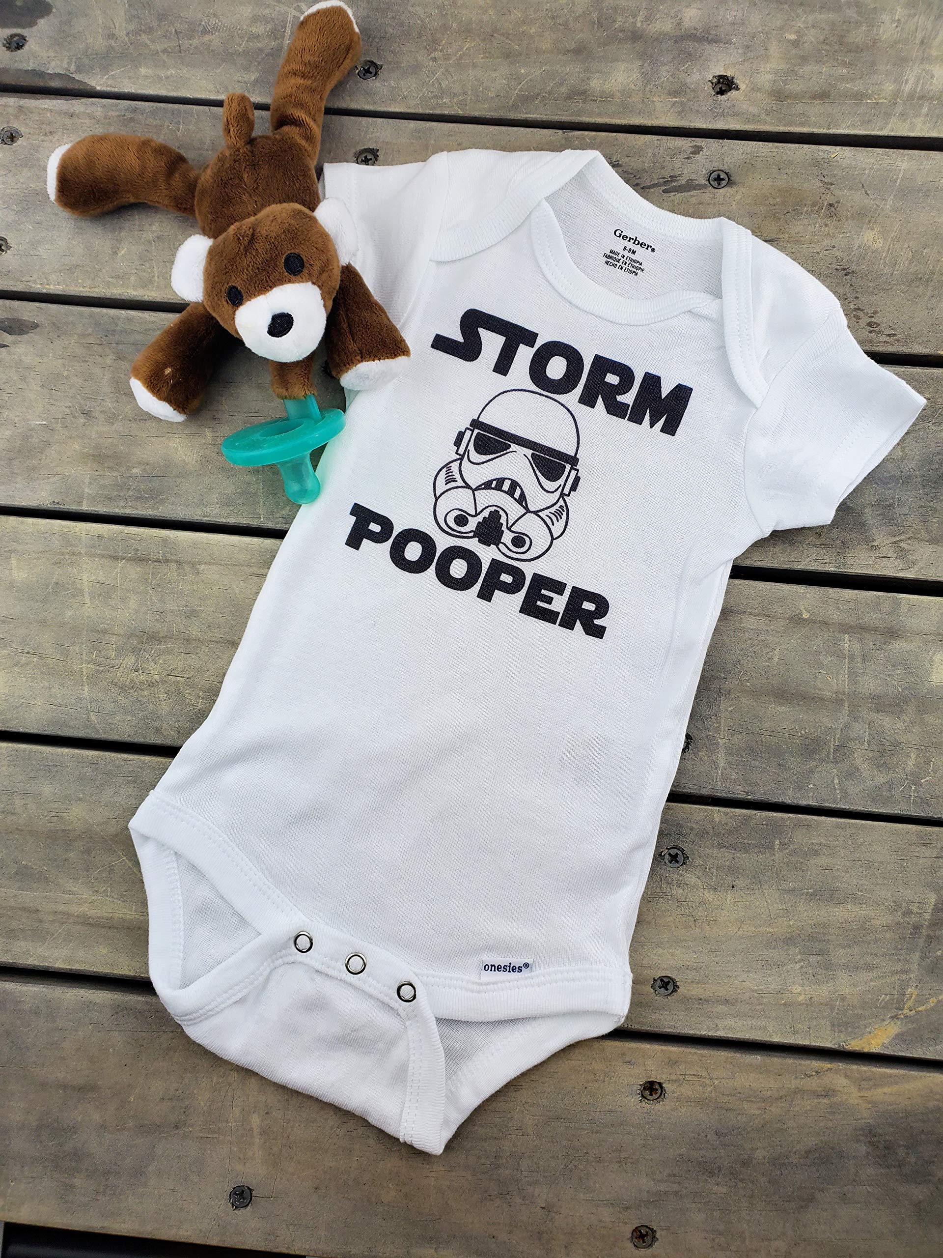 Ink Trendz STORM POOPER TROOPER Themed Baby Onesie® Bodysuit Romper (3-6 Months)