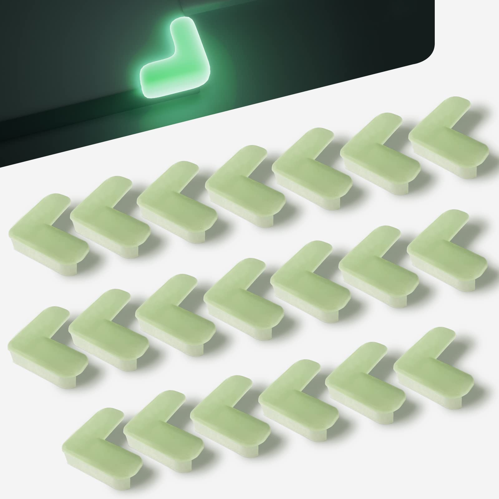 Adfitjo Corner Protector Baby, 20 Pack Luminous Corner Guards Stop Baby Head Injuries, for Metal, Glass, Plastic and Wood (L Shape)