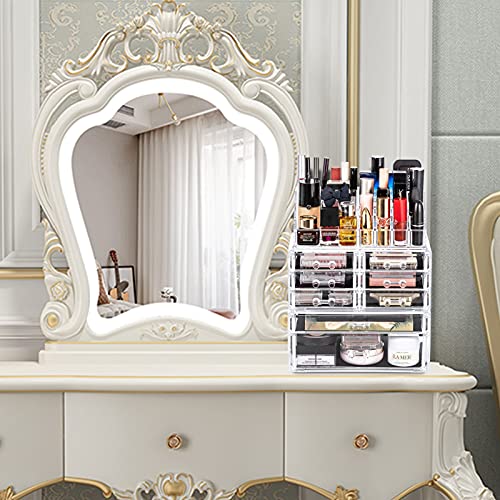 DreamGenius Makeup Organizer 3 Pieces Acrylic Cosmetic Storage Drawers Organizer for Vanity and Bathroom, Stackable Cosmetic Organizer Countertop with 8 Drawers
