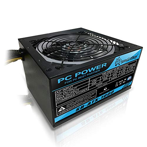 Smartbuy 1000W LED Fan Silent PC ATX Power Supply PSU SATA 12V PCI-E w/Auto Fan Speed Control w/Multi-Function Protection (RGB LED)