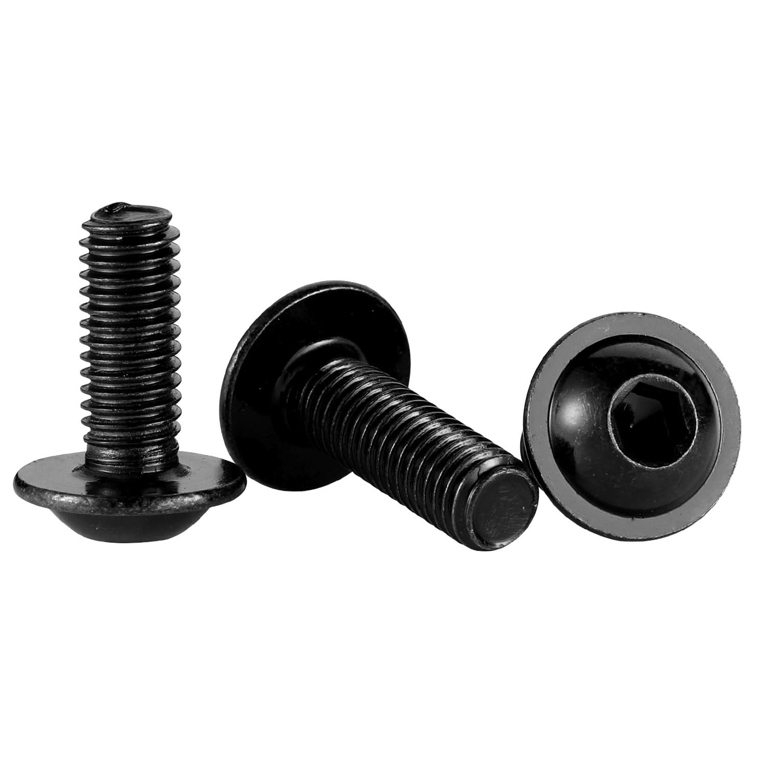 M6-1.0 x 20mm Flanged Button Head Socket Cap Screw Bolts, Allen Socket Drive, Stainless Steel 304, Black Finish, Quantity 25