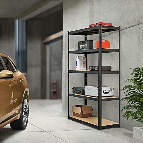Heavy Duty 5 Tier Boltless Shelving Unit Warehouse Garage Shed Utility Home Storage Rack, Adjustable - Can be Split to Create 2 Separate Shelf Units | 71" H x 35" W x 16" D, Black