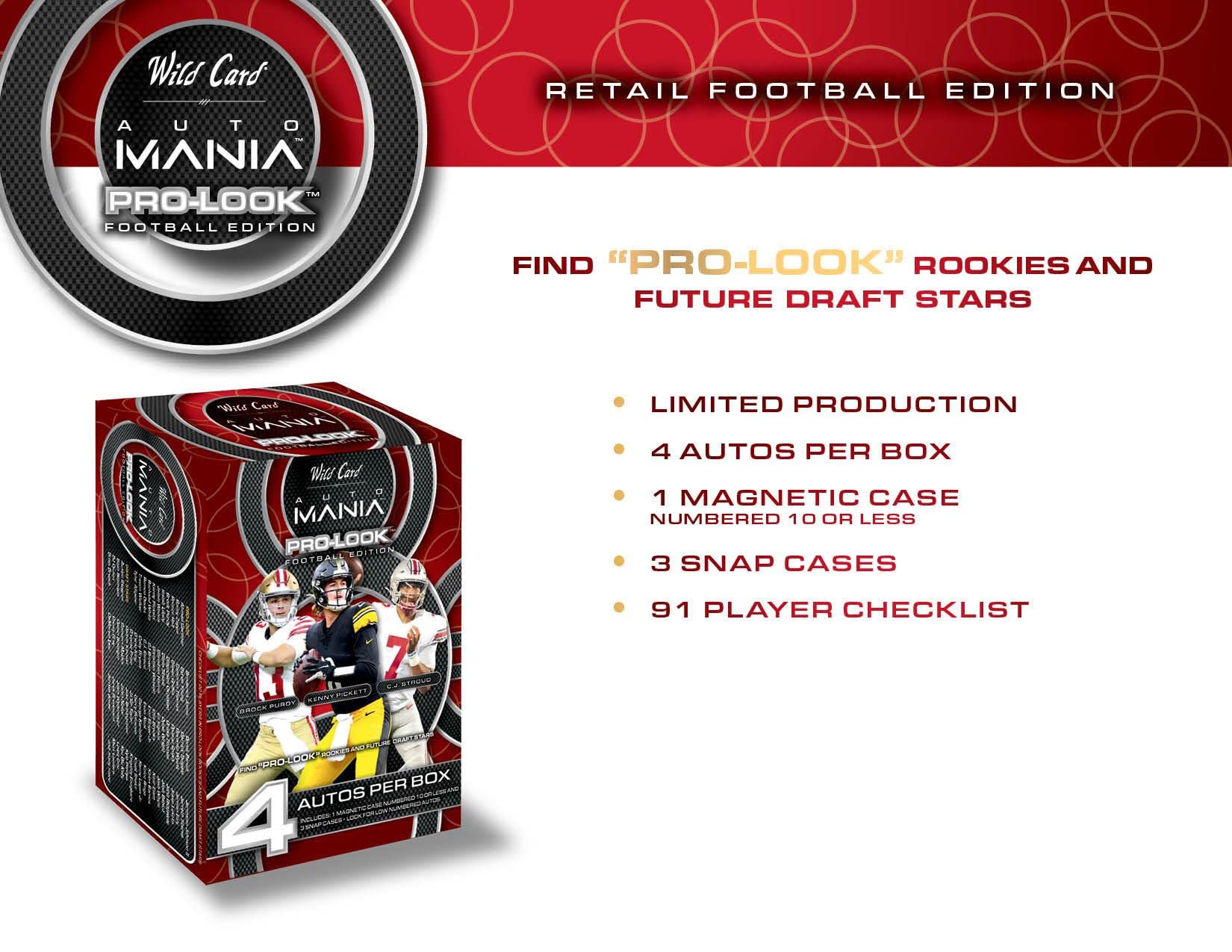 2022 Wild Card Auto Mania Pro Look Football Retail Edition Box Brock Purdy RC 4 Autographs Per Box