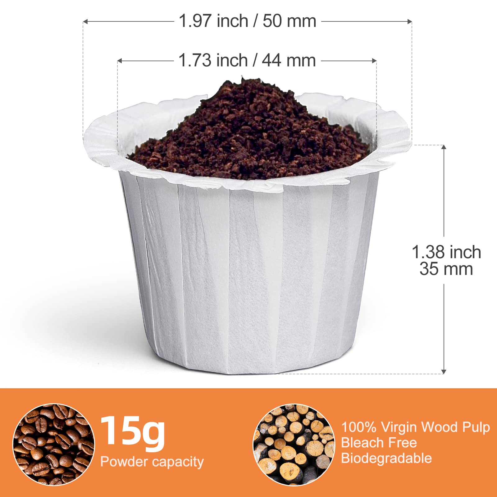 200 Count Fanativita K Cup Coffee Filters Disposable for Keurig Single Cup, Compatible with All Reusable K Cups (White)