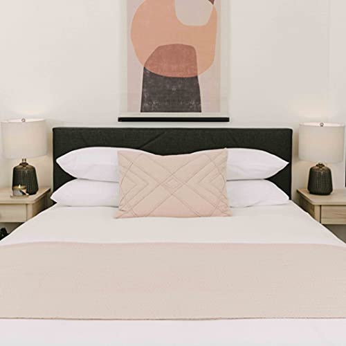 Main + Mesa Embroidered Cotton Geometric Lumbar Pillow, Blush