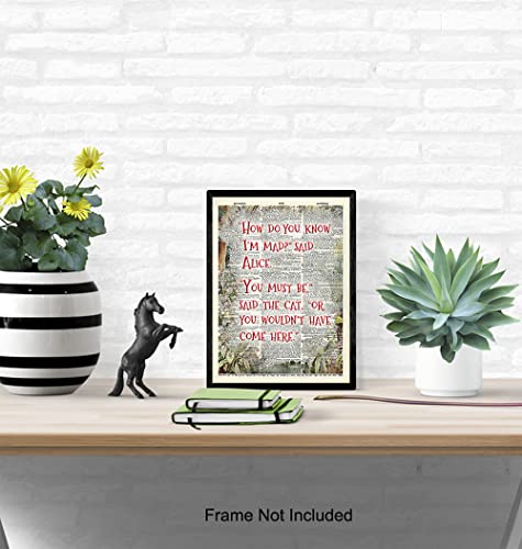 Alice Wonderland Quotation Dictionary Wall Art Picture print - Upcycled Decor for Home, Apartment, Office - Gift for Entrepreneur, Fans - 8x10 Poster