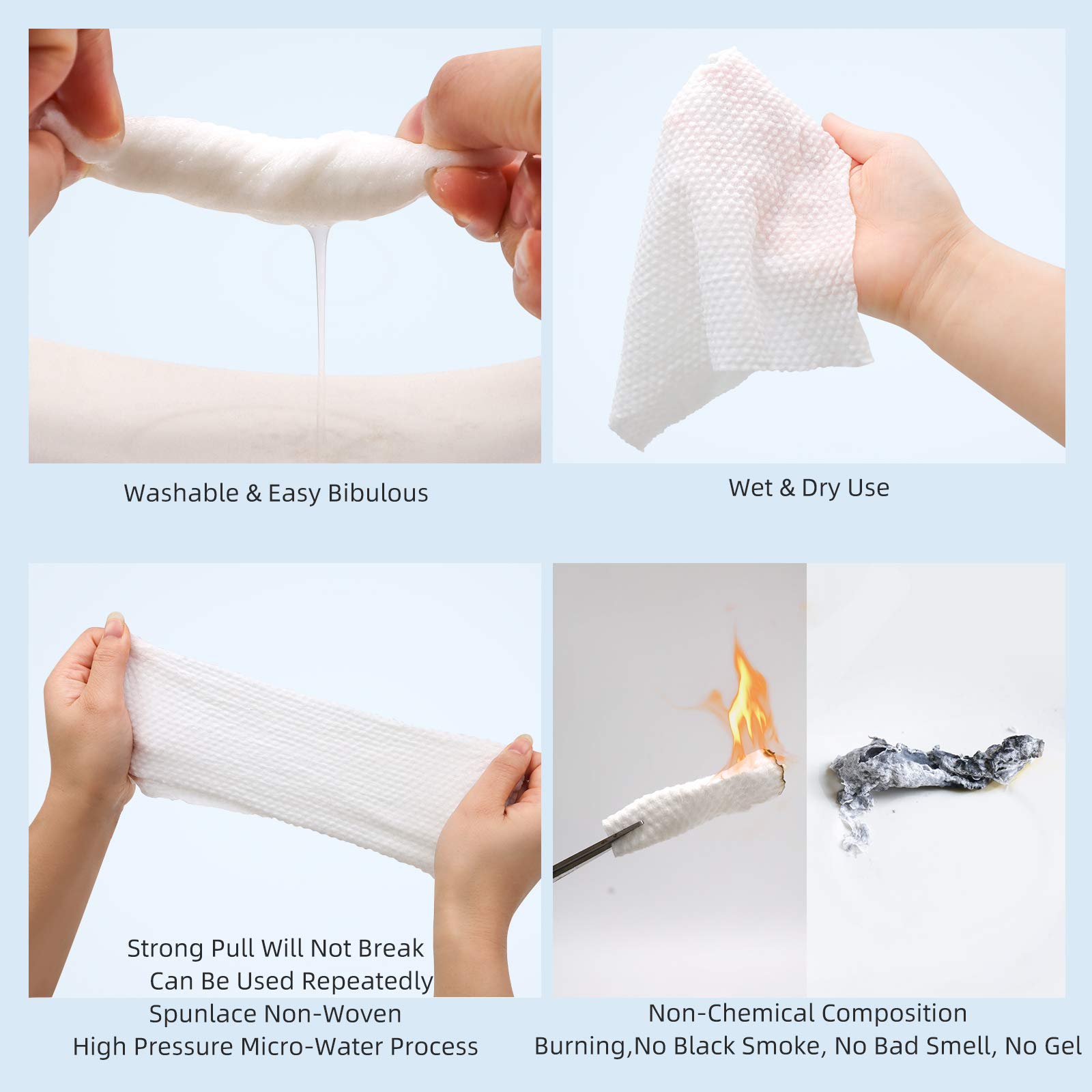 MODODOU 100 Counts Per Box Facial Towels Disposable Face Towels For Drying Face Wipes Cotton Pads Use For Cleansing Face Towelettes 100% Cotton All Skin Use Senstive Skin Use