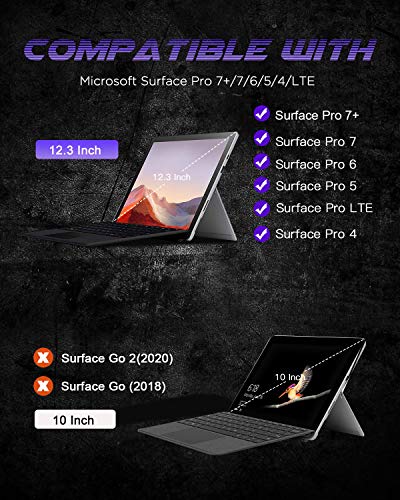 MoKo Case Fit Microsoft Surface Pro 7 Plus/7/6/5/4/LTE, [Heavy Duty] Shockproof Full-Body Rugged Hybrid Tablet Case with Hand Strap & Kickstand Fit Pro 7+/Pro 7/Pro 6/Pro 5/Pro 4/Pro LTE, Green+Gray