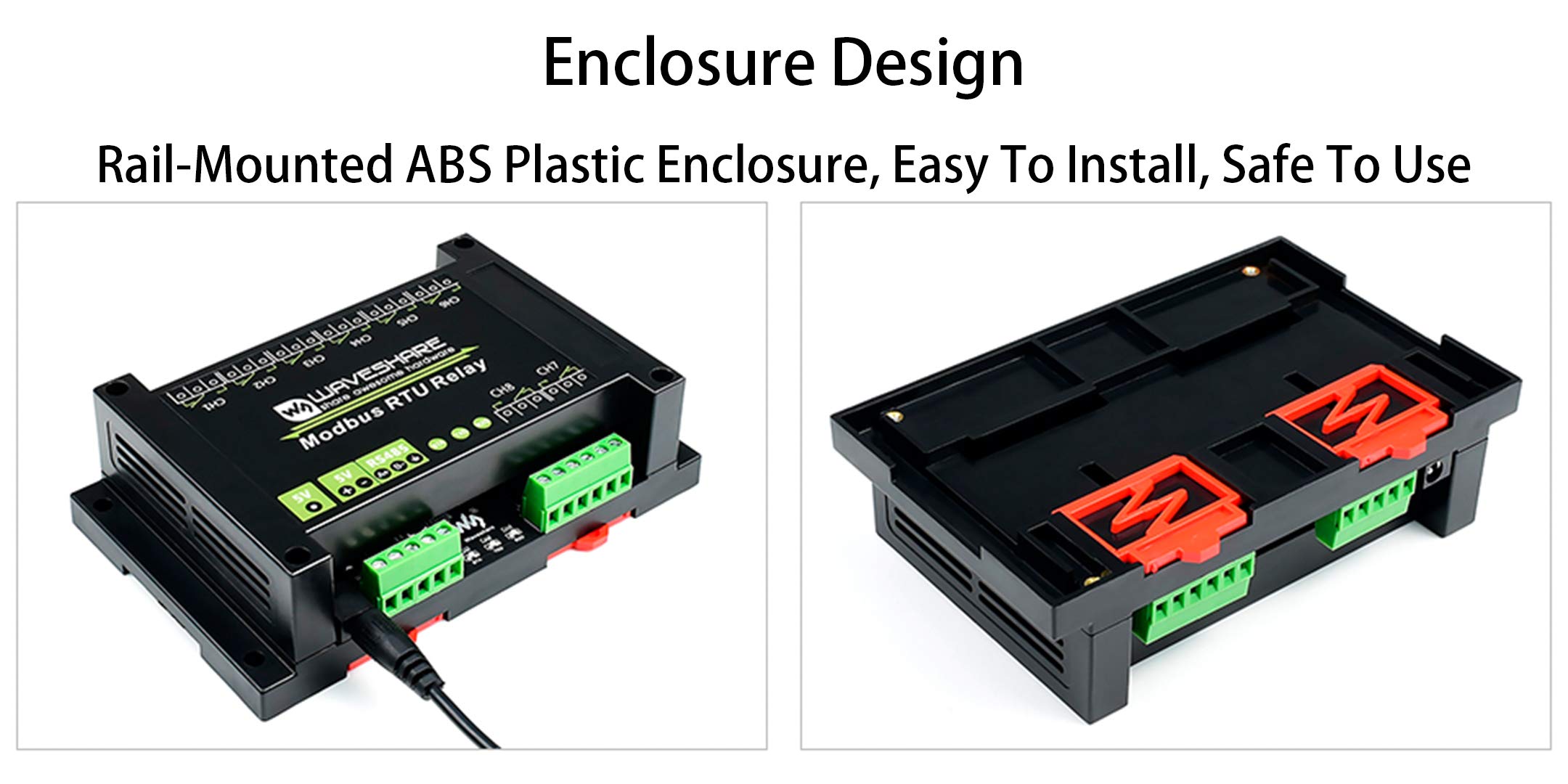 Waveshare Industrial Modbus RTU 8-Ch Relay Module with RS485 Bus, Multi Isolation Protection, 5V Voltage