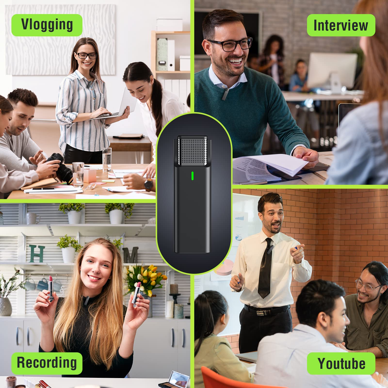 BILIYIP Wireless Lapel Microphone, 2.4GHz Plug-Play, Compatible with iPhone, iPad, 48H Charging Case, Noise Reduction, Auto Syncs