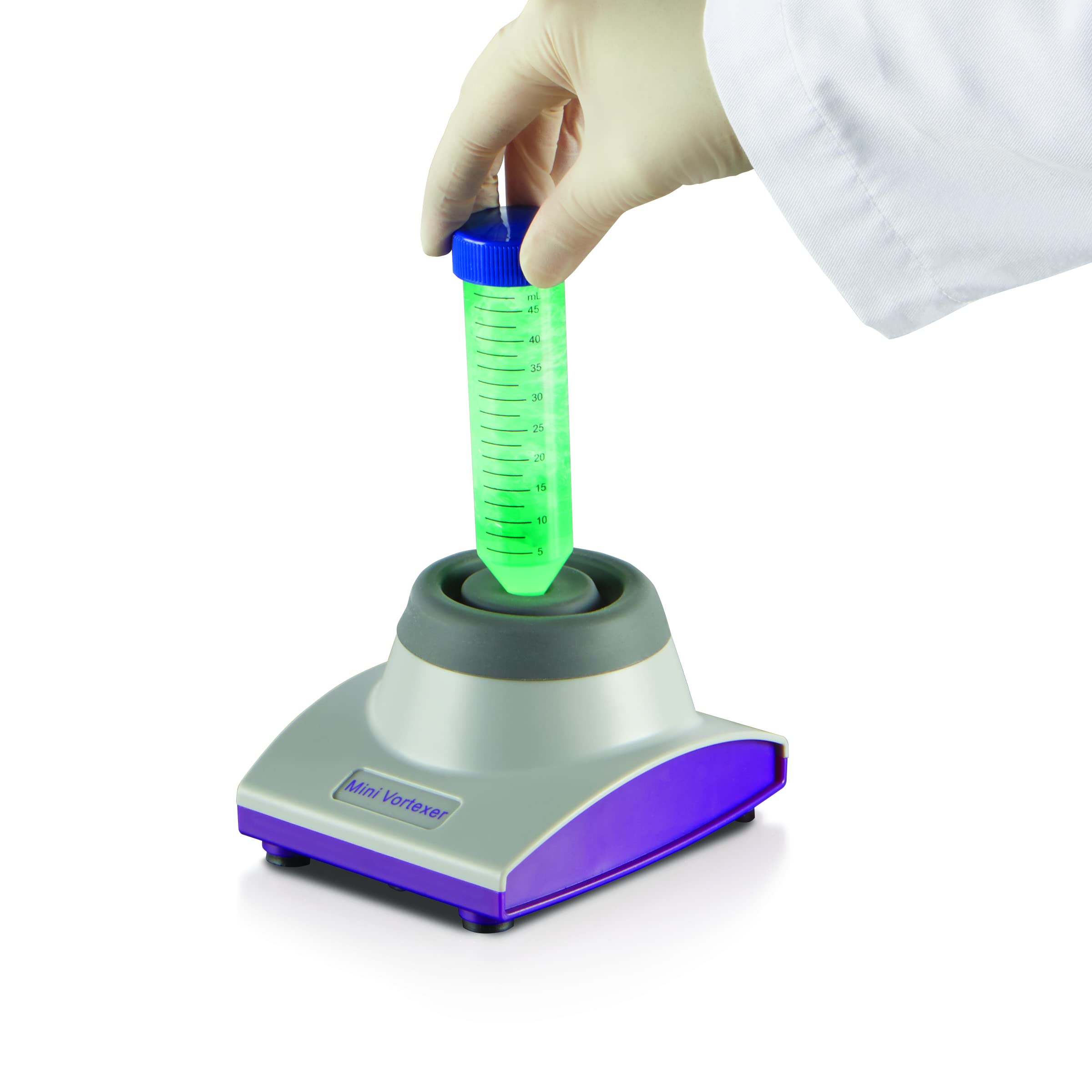 Certified Lab Vortex Mixer with Touch Function, 4500 RPM, Ideal for Tattoo Ink, Gel Polish, Eyelash Adhesives, Acrylic Paints, Test Tubes and Centrifuge Tubes, 5 Year Warranty, Purple/Grey