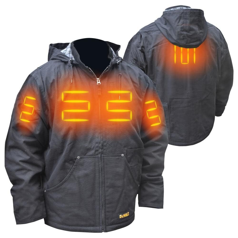 DEWALT Unisex Adult With 2.0ah Battery and Charger DEWALT Heated Heavy Duty Work Coat, Black, 2X US