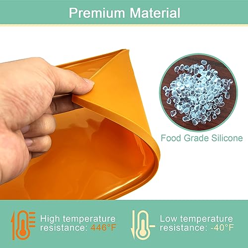 6PCS Silicone Dehydrator Sheets - Nonstick fruit leather trays for dehydrator with Silicone Scraper Compatible with Cosori CP267-FD High Temperature Resistance Reusable for Fruits Meat Vegetables Herbs (Orange)