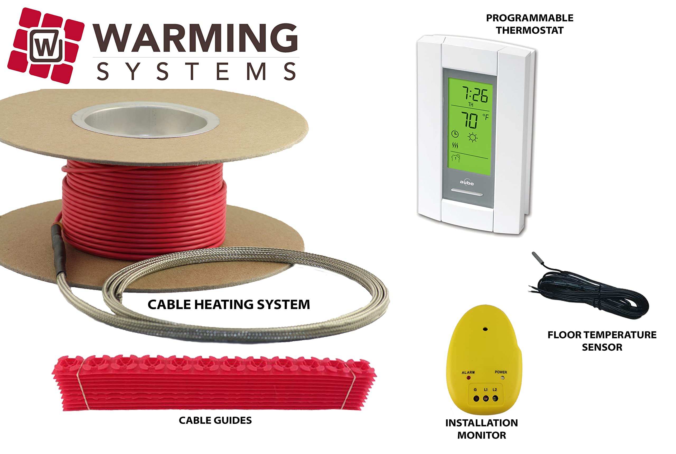 260 Sqft, 240V Cable Electric Radiant Floor Heating System, Heated Floor System, Includes Radiant Floor Heating Thermostat and Sensor. Under Tile Floor Heating System for Heated Floors, Radiant Heat