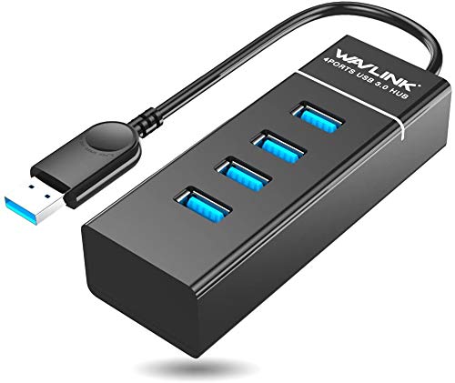 WAVLINK USB 3.0 Hub,4-Port USB3.0 Type A Adapter up to 5Gbps,Portable Data Hub for Windows, Laptop, MAC OS 10.6 to 10.13.3, UltraBook(No Driver Needed,Play and Plug)