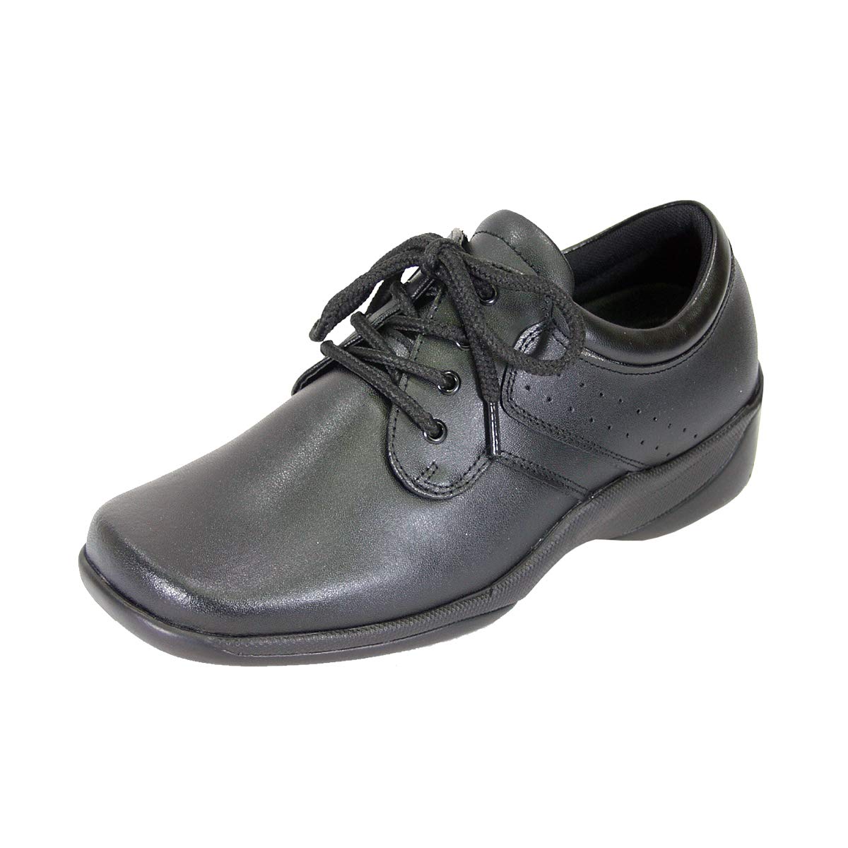 24 Hour Comfort Meg (1004) Women's Wide Width Lace-Up Leather Comfort Shoes Black 5