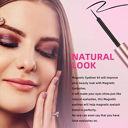 Magnetic eyelashes with eyeliner Kit,5 Pairs Different Reusable Magnetic Lashes,Natural Look False Lashes with Tweezers and Eyeliner