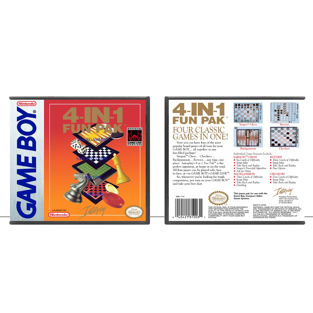 4-in-1 Fun Pak | (GB) Game Boy - Game Case Only - No Game