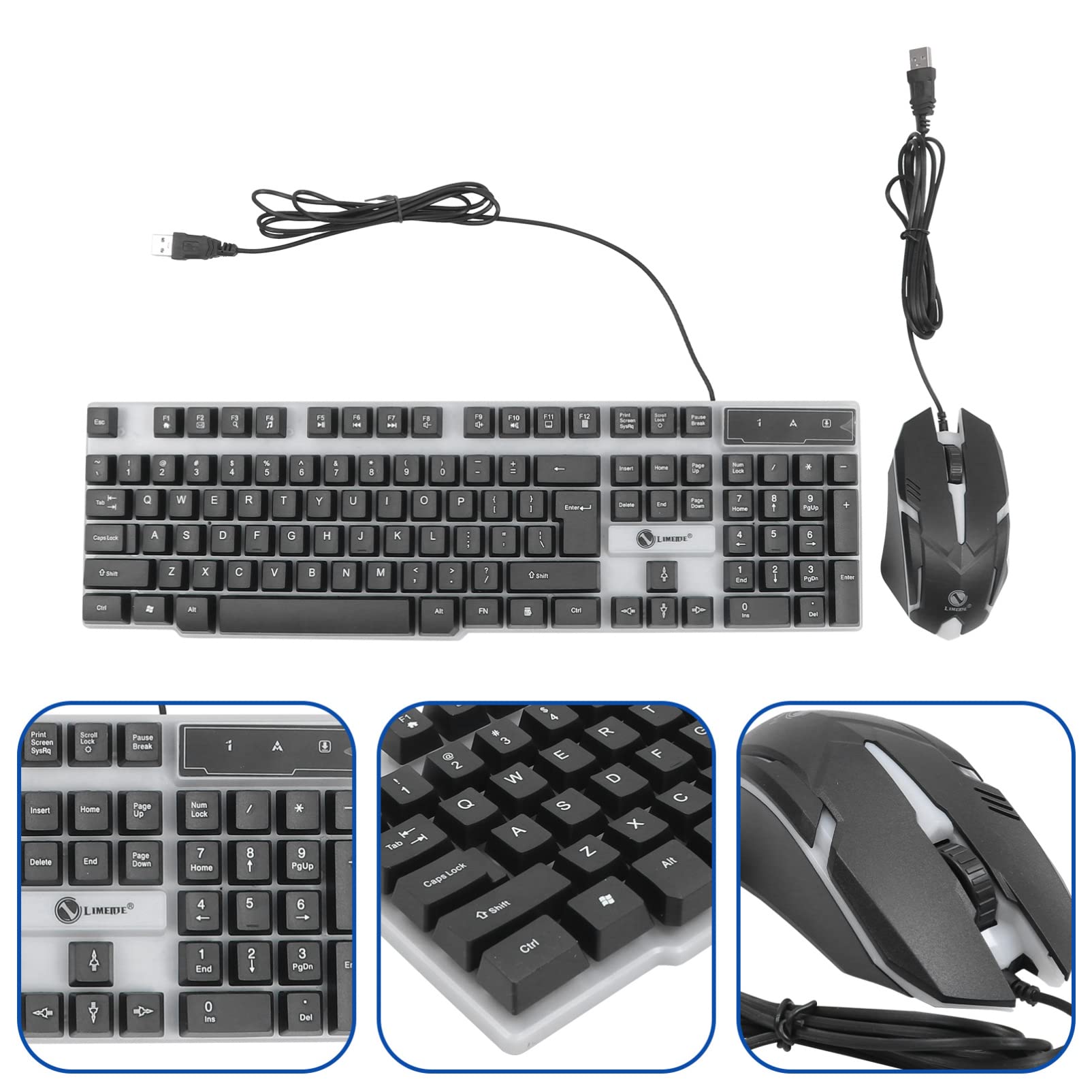 2 Sets Wired Keyboard and Mouse Gaming Keyboard Mouse Ergonomic Keyboard Mouse Computer Keyboard Backlit Keyboard Computer Accessories Keyboard Mouse for Gamer Ergonomic Mouse