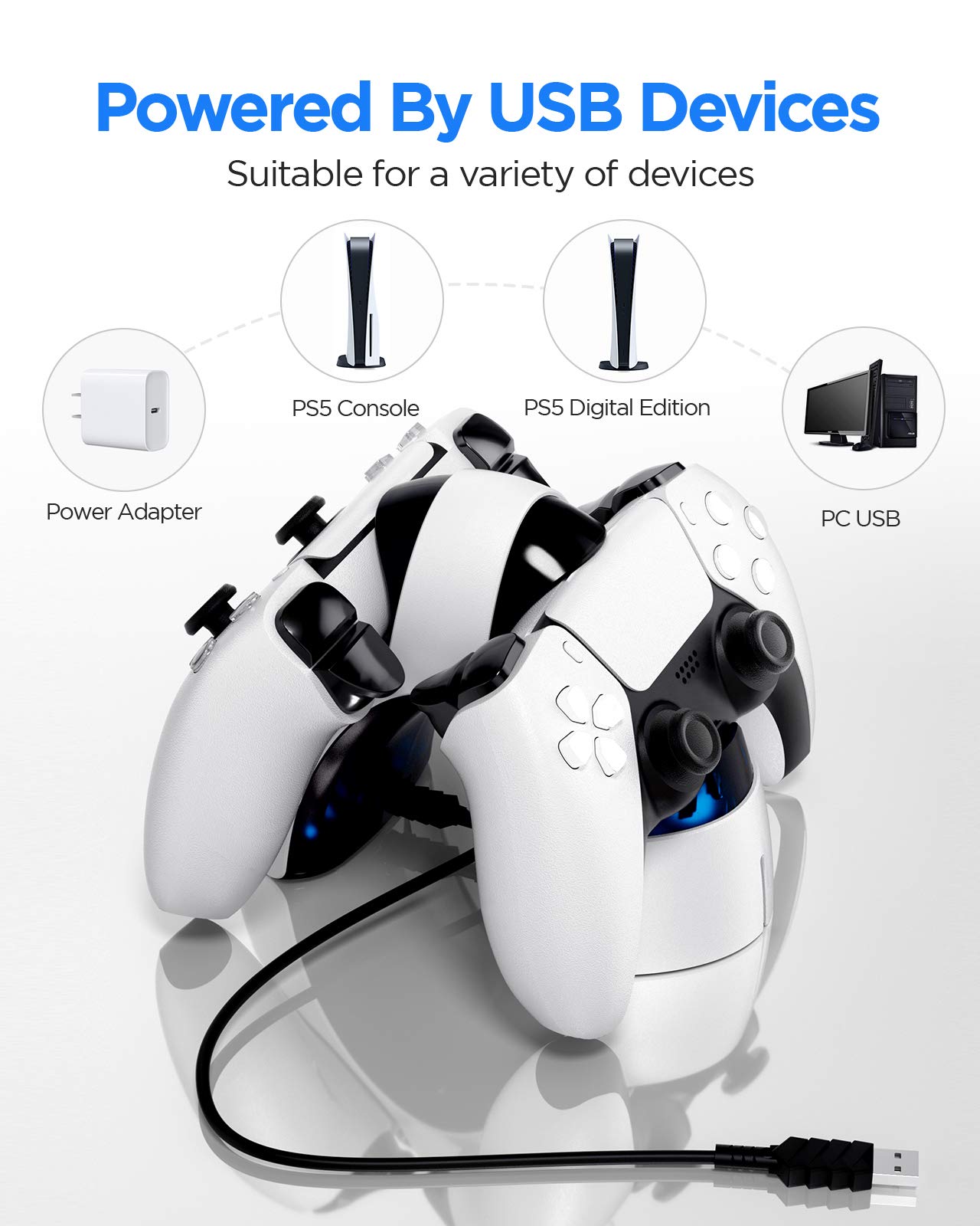 binbok P5 Controller Charger Station, Charging Station Dock, P5 Charger with LED Indicators, Fast Charging, Safety Chip