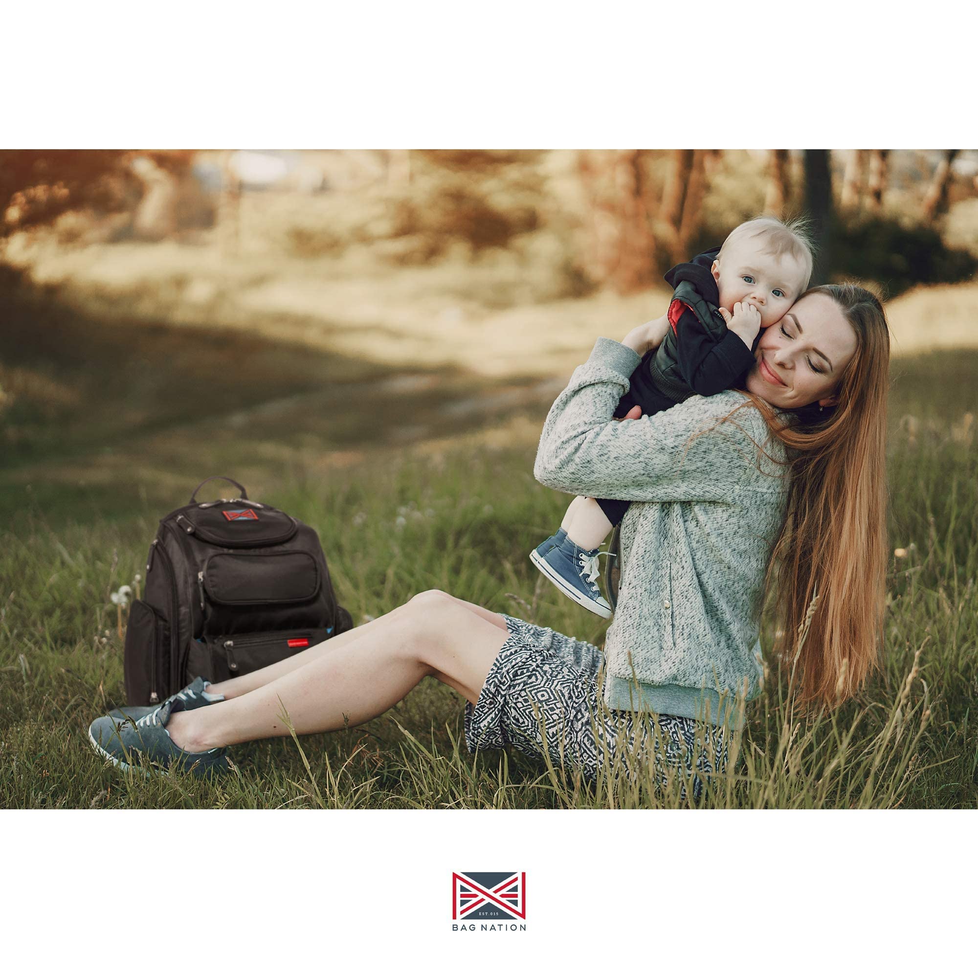 Bag Nation Diaper Bag Backpack | Large Capacity Unisex Baby Bag with Stroller Straps, Changing Pad and Sundry Bag - Holds All Your Baby’s Essentials - Baby Shower Bundle