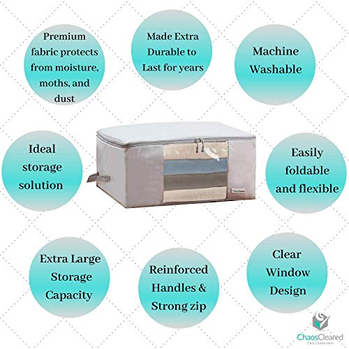 Comforter Storage Bag - Folding Organizer bag for King/Queen Comforters, Pillows, Blankets, Bedding/Quilt, Blanket, Duvet, Mothproof Space Saver; Large Collapsible Organizers, 24"x14"x11"