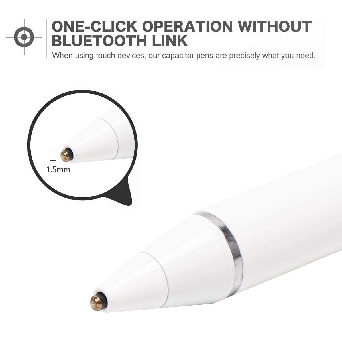 MENKARWHY Active Stylus Pen for Touch Screens, Digital Pencil Pen Fine Point Stylish Pencil Compatible with iPhone iPad Pro Air Mini Android and Other Tablets (White) E8910BJ