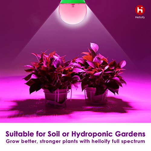 helloify A19 LED Plant Grow Light Bulb, 9W, Equivalent 100W, DIY Horticulture & Indoor Gardening, Growing Light for Indoor Plants, Flowers, Greenhouse, 2 Count, White and Red spectrum(Pink)