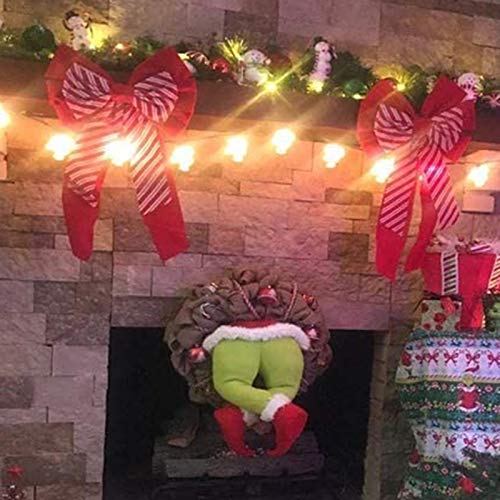 schicj133mm Christmas Thief Wreath, How The Christmas Thief Stole Christmas Burlap Wreath, Christmas Wreath for Front Door Decoration M