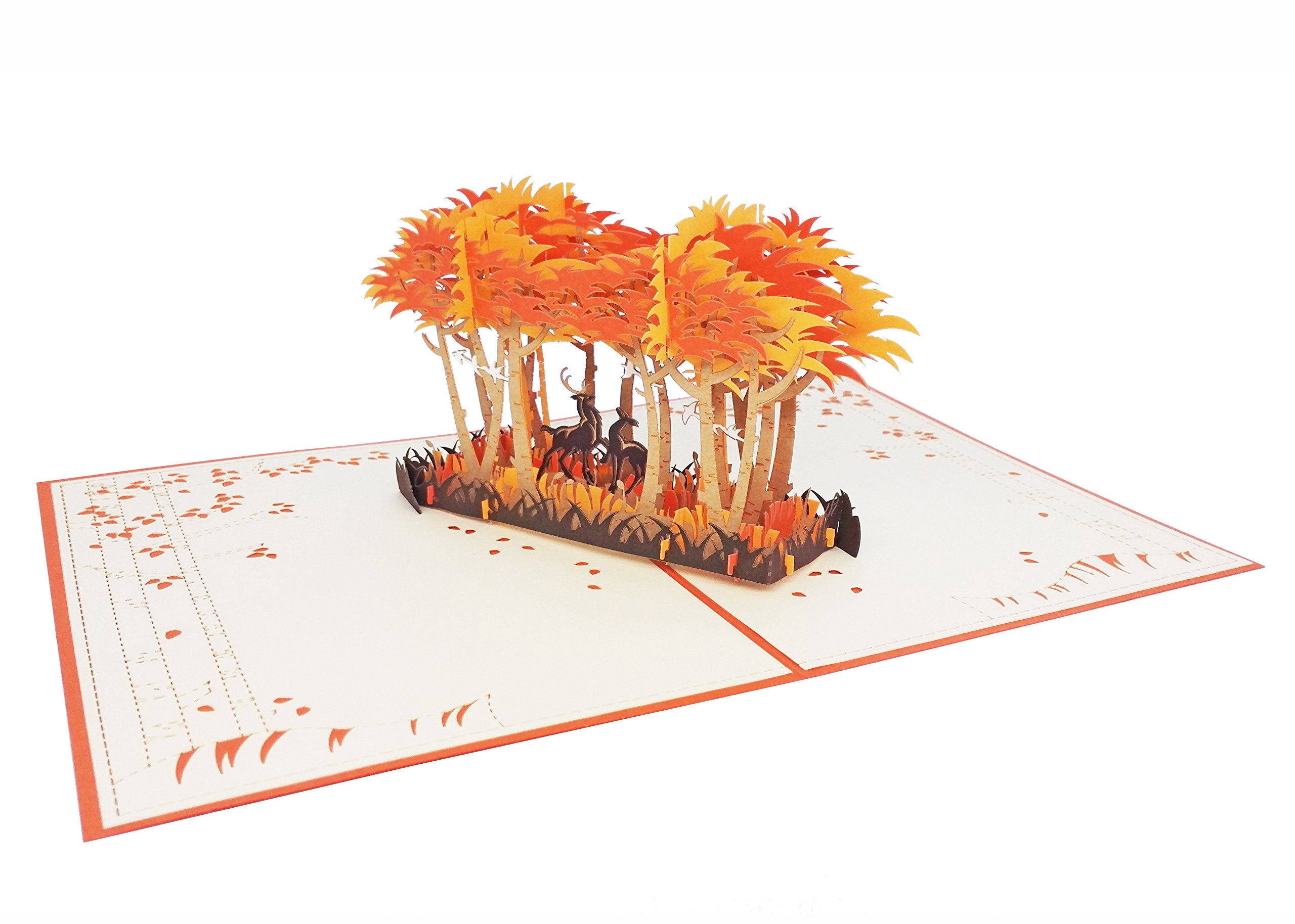AIT PAPER ART Deer Pop Up Thank You Card, 3D A Couple of Deer in Forest Birthday Cards, Funny Birthday Card for Valentine's Day, for Wedding, Thanksgiving, 1 Card 5 x 7 inch, 1 Envelope