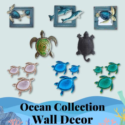 Comfy Hour 5" Polyresin Sea Turtles Decorative Wall Hanger for Home Decoration, Green, Ocean Voyage Collection