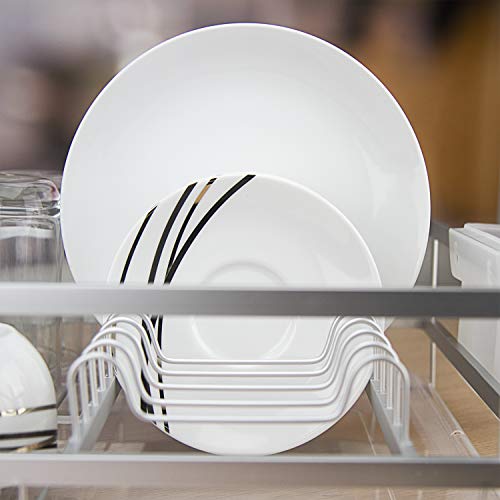 Evelyne GMT-10408 Aluminum Dish Drying Rack with Utensil Holder - Kitchen Countertop Rust Proof Dish Rack and Drainboard Set