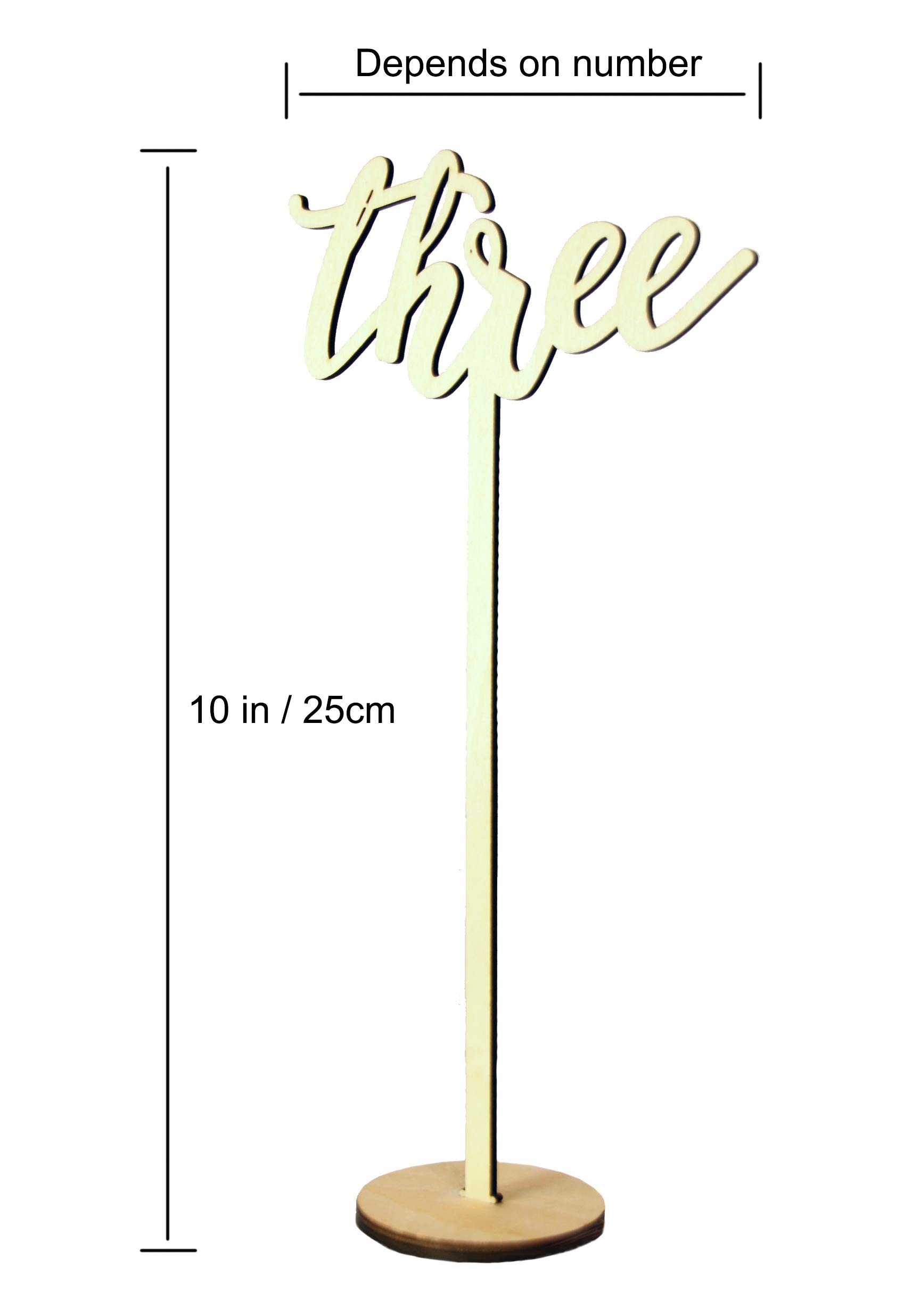 Activ8 Elegant Wooden Wedding Table Numbers | 1-12 Pack | Calligraphy Sticks Including Extra Thick Solid Base | Reception Party Home Decoration Centerpiece| Spray or Natural | Banquet Event Decor