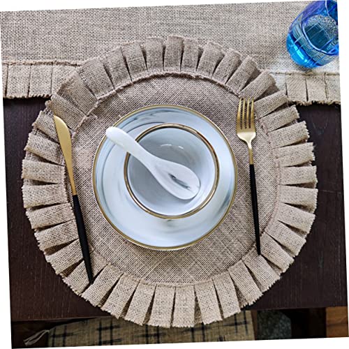 Alipis 2pcs Burlap Placemat Woven Placemat Desk Mat for Desktop Individuales para Mesa De Hot Dish Holder Table Pot Mat Coffee Cup Coaster Jute Rustic Place Mats Placemats