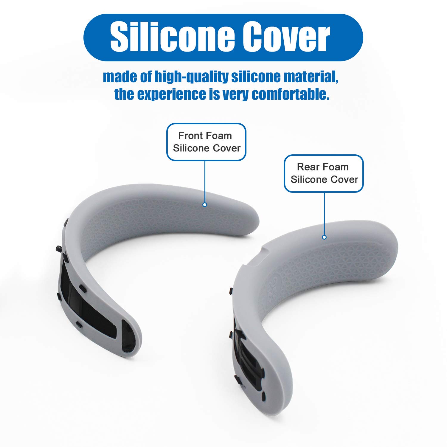 AMVR VR Front Foam & Rear Foam Silicone Protective Covers for Oculus Rift S Headset Sweatproof Waterproof Anti-Dirty Replacement Accessories (Gray)