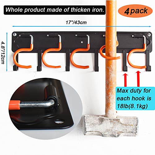PHUNAYA 68" All Metal Garden Tool Oaganizer for Garage Organization,Garage Wall Organizer and Rake Holder Wall Mount,Shovel Holder and Tool Rack for Yard Tool,Handle tools,Broom and Mops.