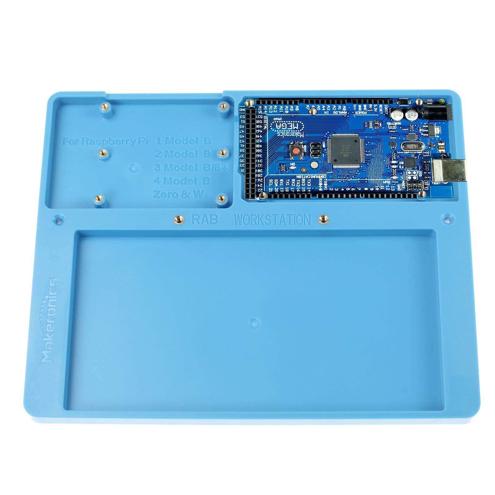 Makeronics Microcontroller Board and RAB 7-in-1 Breadboard Holder with USB Cable Compatible with MEGA 2560 R3 ATMEGA16U2 and Arduino IDE