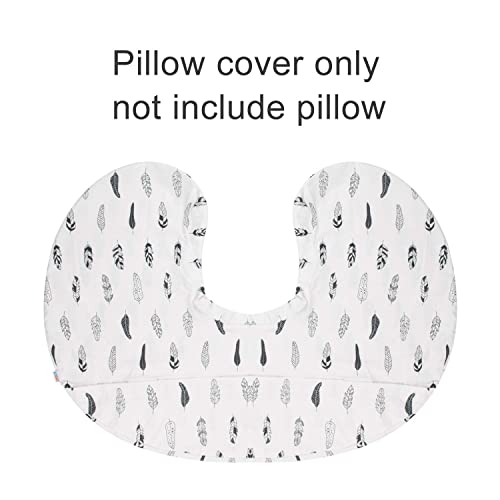 ALVABABY Nursing Pillow Cover Slipcover 2 Pack,100% Organic Cotton,Soft and Comfortable,Feathers Design,Maternity Breastfeeding Newborn Infant Feeding Cushion Cover,Baby Gift 2UBZT01