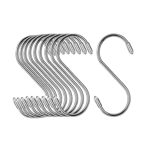 S Hooks Heavy Duty, S Hooks for Hanging Clothes Kitchen, Work Shop, Bathroom, Garden, Hanging Pot, Pan, Cups, Plants, Bags, Jeans, Towels
