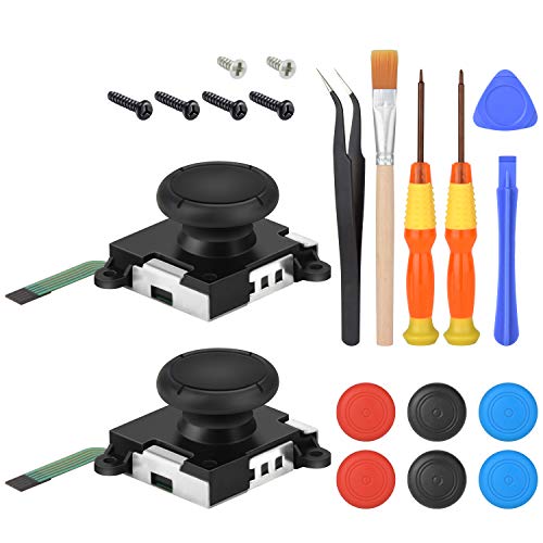 Assenic Joystick Replacement for Nintendo Switch Joycon, Joy con Drift Repair Kit. NS Joy-Con & Switch Lite Controller Analog Thumb Stick Parts, with Full Repair Tool(2 Pack).