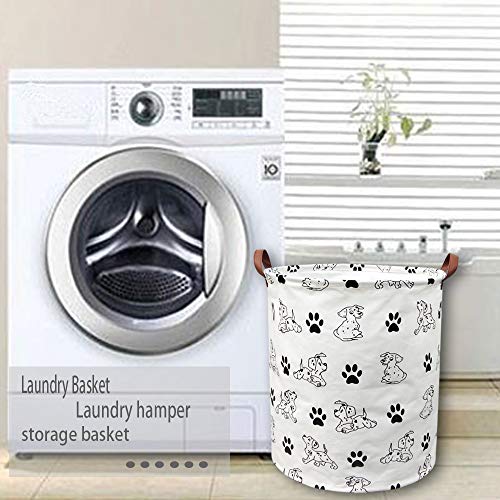 BOOHIT Storage Baskets,Canvas Fabric Laundry Hamper-Collapsible Storage Bin with Handles,Toy Organizer Bin for Kid's Room,Office,Nursery Hamper, Home Decor (Puppies)