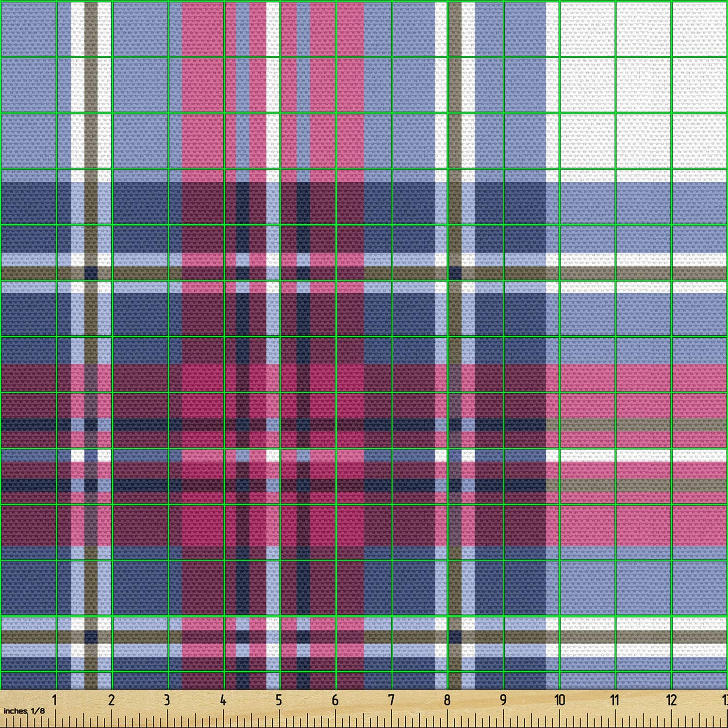 Ambesonne Plaid Fabric by The Yard, Classical British Tartan Design with a Modern Look Pink and Blue Tile Pattern, Decorative Fabric for Upholstery and Home Accents, 2 Yards, Grey Pink