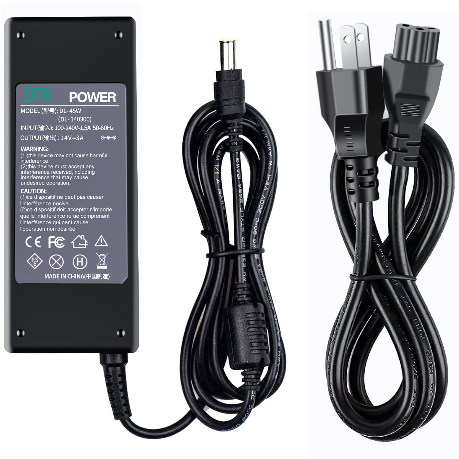 DTK 42W 14V 3A AC Adapter Charger for Samsung SyncMaster S22A300B S20A350B LTM1555 LCD TFT Monitor Power Supply Cord Connector Size 6.5 x 4.4 mm