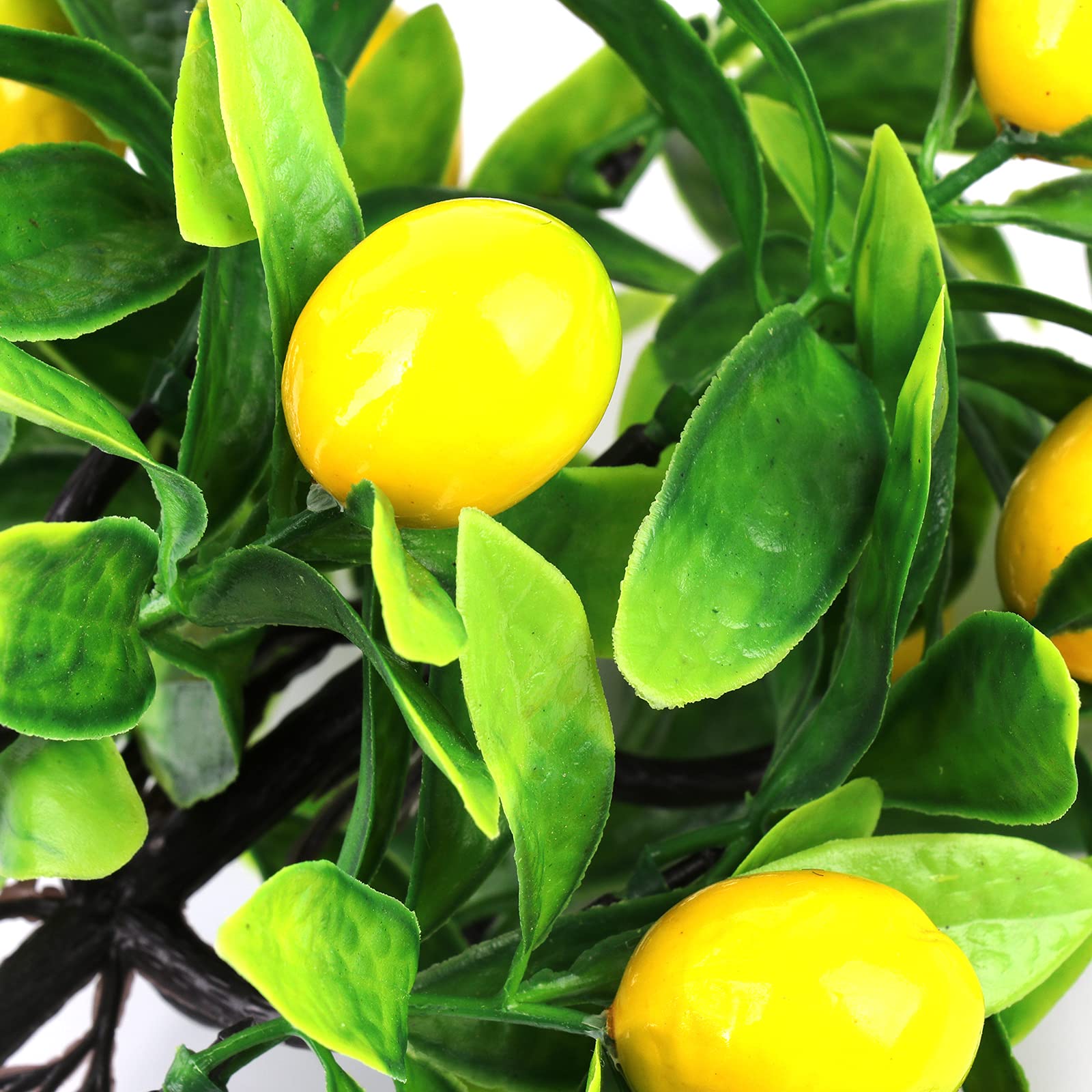 Comanlai 9.65 inch Artificial Mini Potted Plants, Artificial Fruit Lemon Tree Bonsai Fake Greenery White Plastic Pot, Potted Plants Kumquat for Home Table Desk Office Balcony Garden Decor